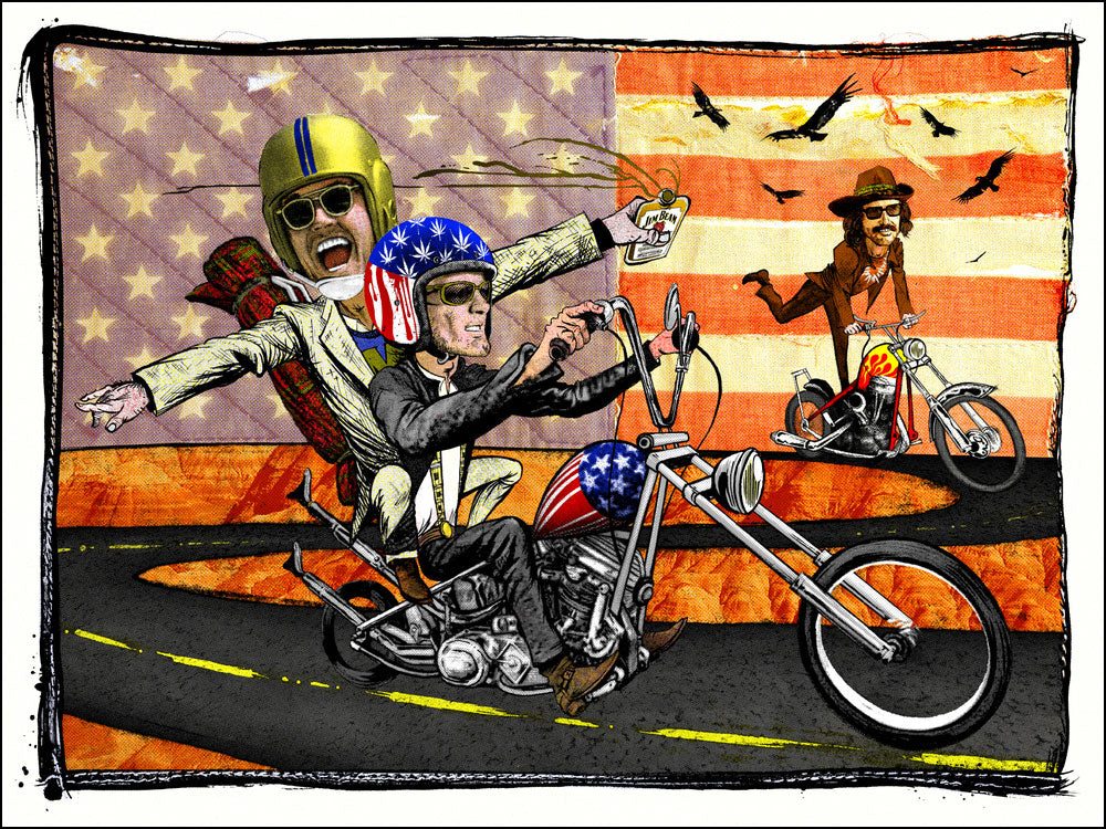 "Easy Rider" affiche d'art de l'artiste Jon Smith - French Paper Art Club