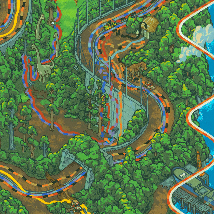Paths of Isla Nublar (Hommage à Jurassic Park) par Andrew DeGraff ...
