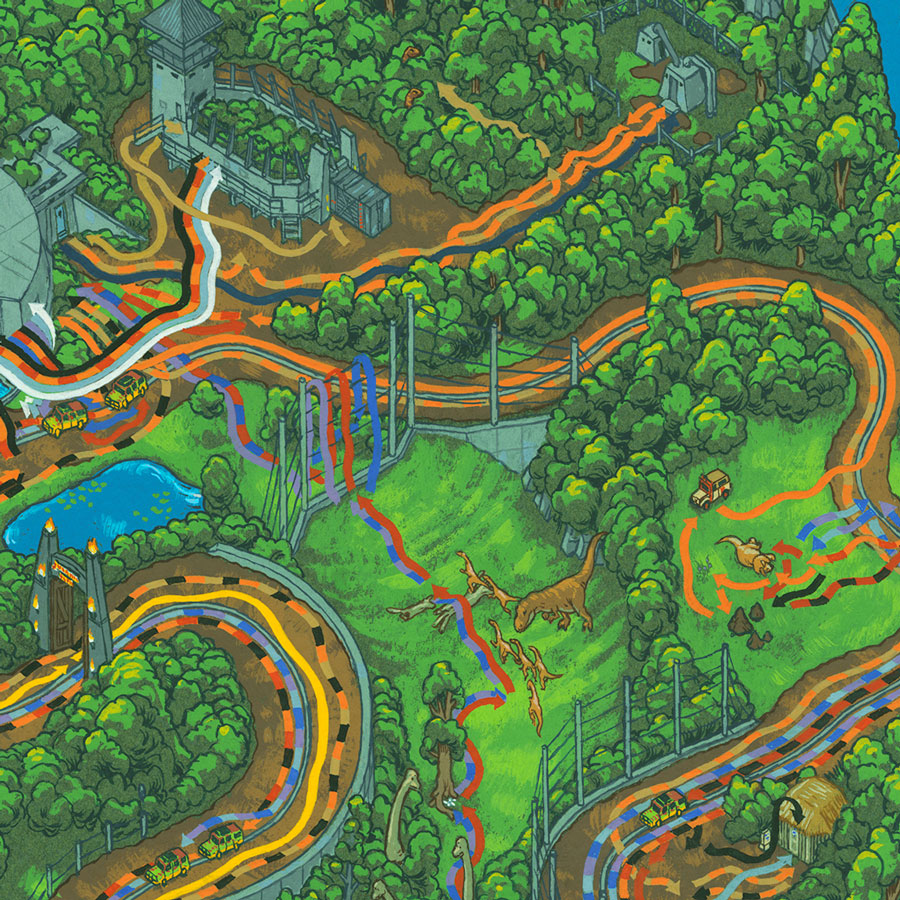 Paths of Isla Nublar (Hommage à Jurassic Park) par Andrew DeGraff ...
