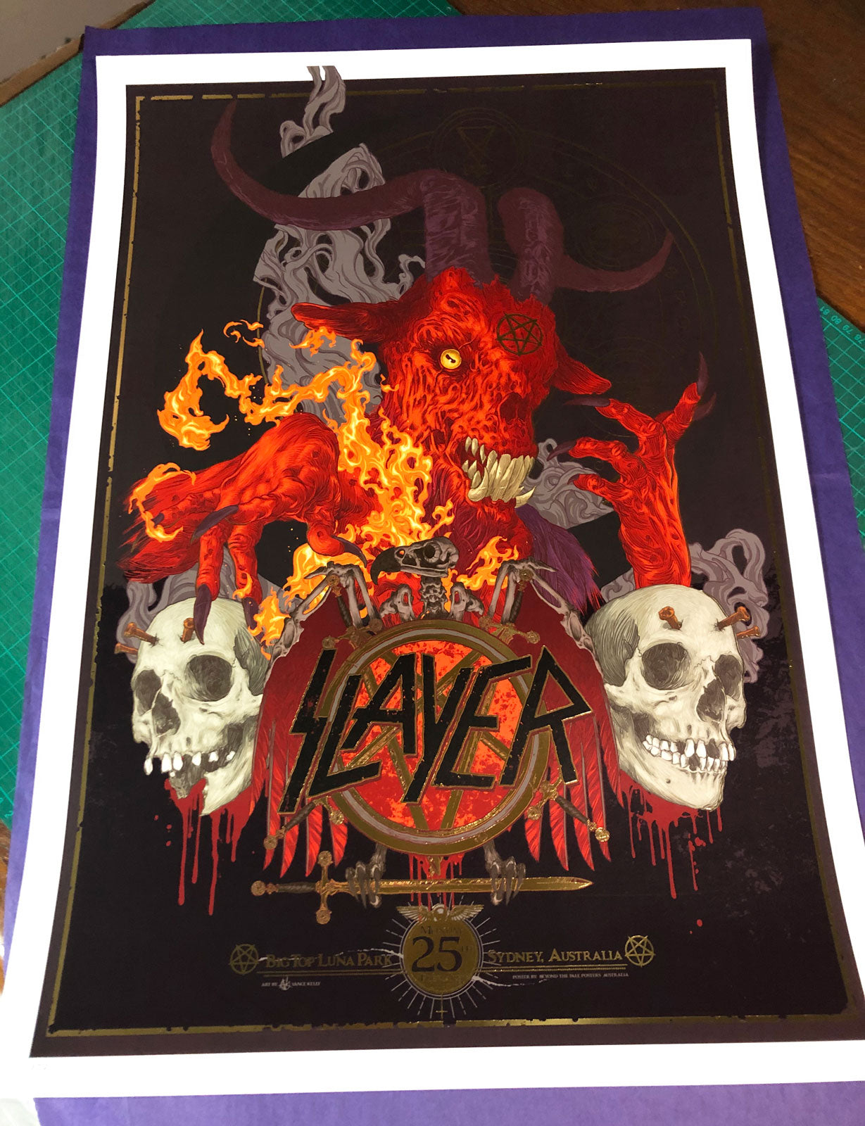 Slayer, affiche officielle Tour 2013 (Sydney) par l'artiste Vance Kelly ...
